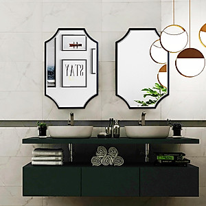 Kelly Miller 20"x28" Scalloped Black Bathroom Mirror for Wall Mount, Home Mirror