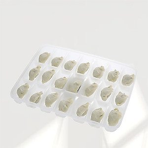 BESTonZON Dumpling Storage Box, Food Storage Containers with Lids, Reusable 21 Grid Dumpling Box Bins Holder with Lids for Refrigerator, Good Sealing Stackable Food Containers for Kitchen and Fridge