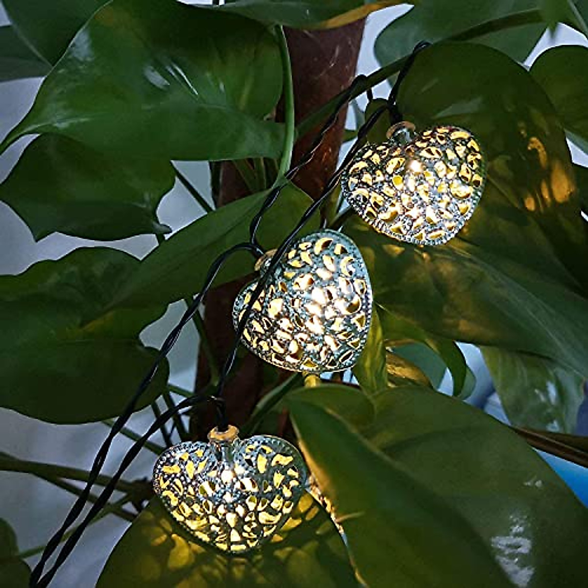 YUEWEIWEI Solar String Outdoor Garden Light Rustproof Silver Heart Shaped LED Light 20 LED Solar Fairy Tale String Light Garden Light Home Decoration