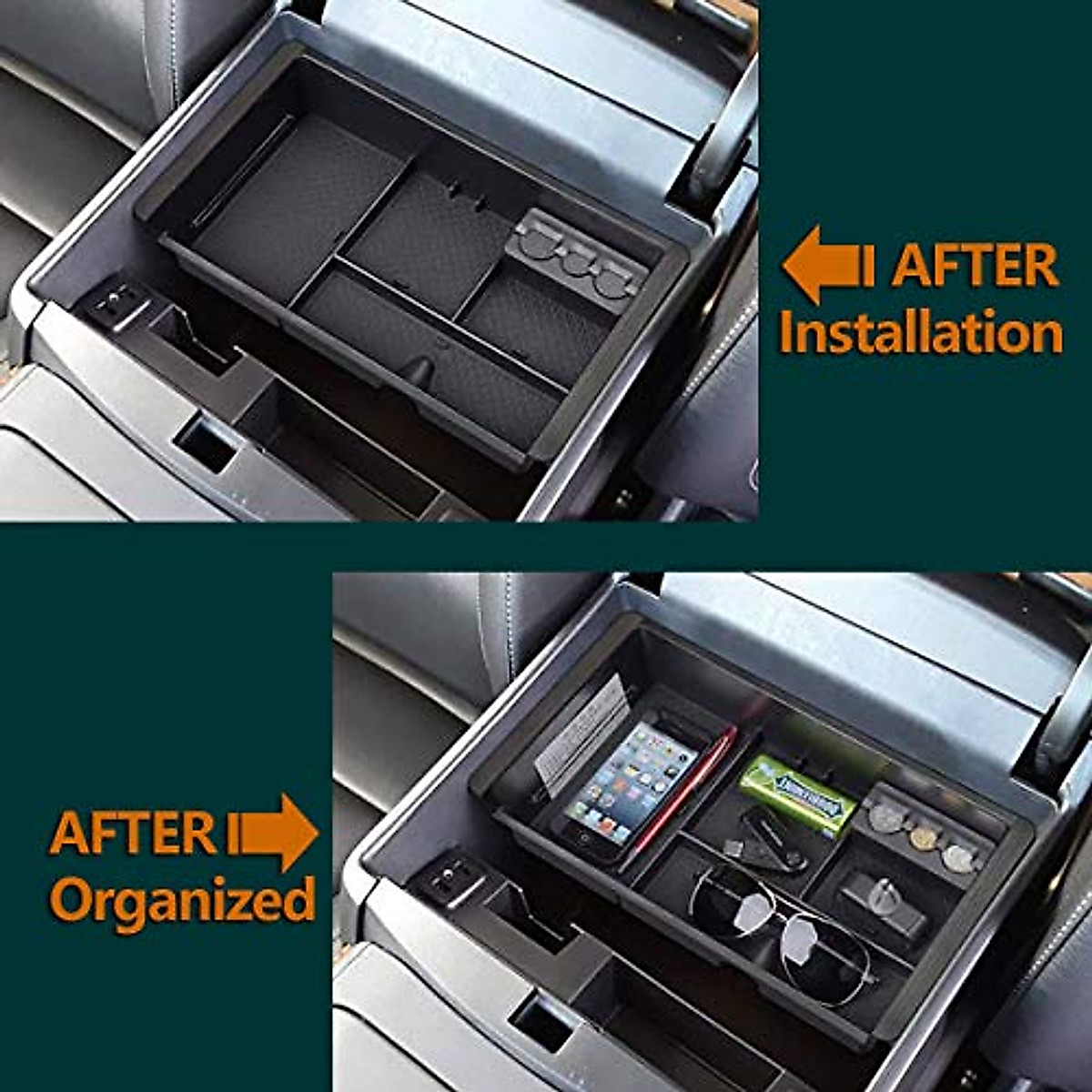 Center Console Organizer Fit for 2015-2020 Chevy Tahoe/Suburban/GMC Yukon|2014-2018 Chevrolet Silverado/GMC Sierra 1500, 2500/3500HD(2015-2019), Armrest Storage Box Tray with Coin Holder, 22817343…