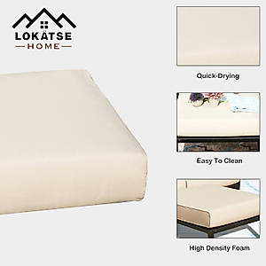 LOKATSE HOME 2 Piece Patio Furniture Corner Sofa Sectional Outdoor Loveseat Set Armchiar and Armless Sets Metal Steel Frame with Comfy Cushions