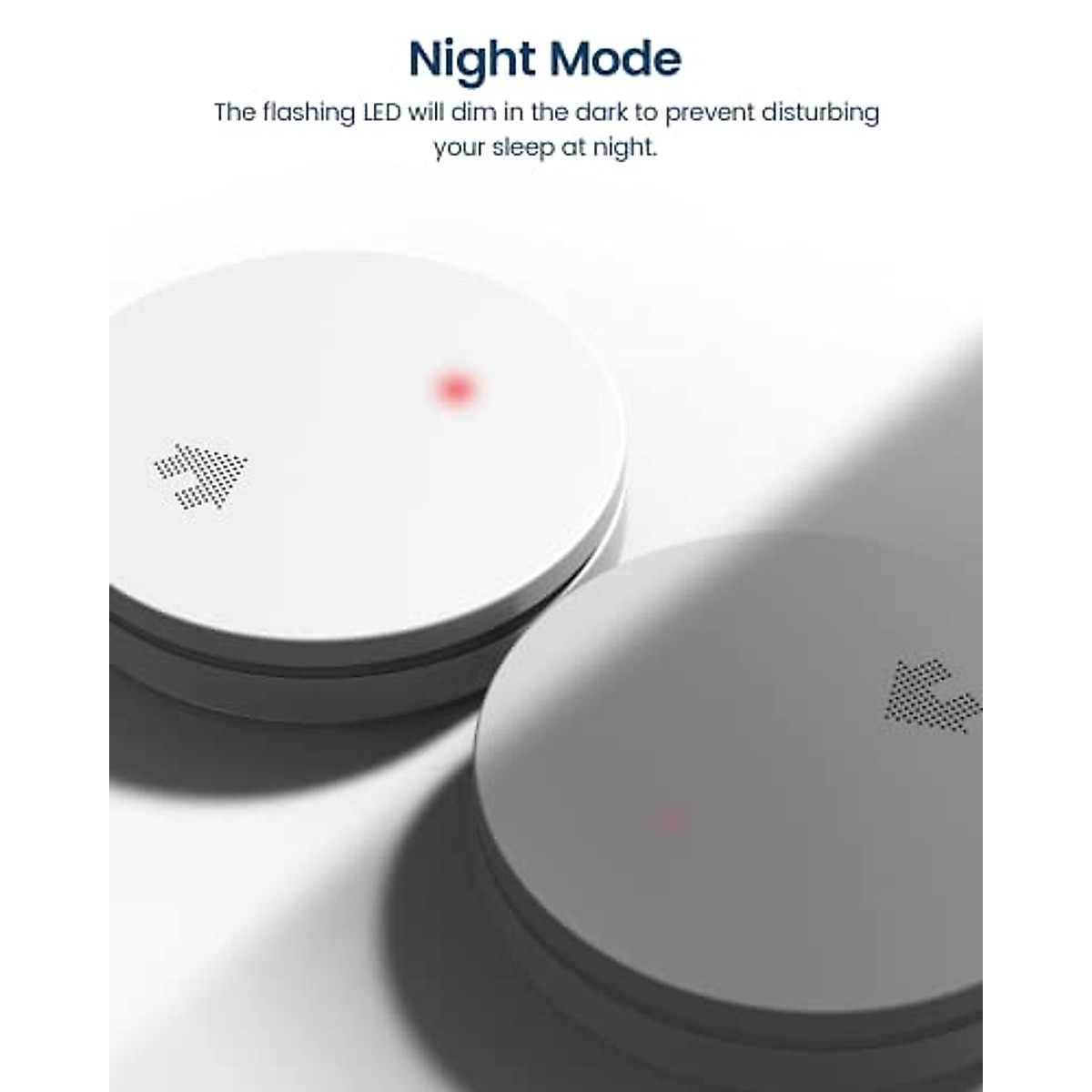 Ecoey Smoke Detector Alarm, 10 Year Fire Alarms Smoke Detectors with Self-Test and Ambient Light Detection, Ultra-Thin Fire Alarm with Big Test Button and Night Mode for Home, FJ146, 1 Pack