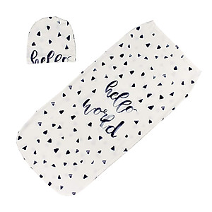 Newborn Baby Blanket Swaddle Headband Hat Baby Stroller Wrap Sleeping Bag Photography Props (White with Hat)