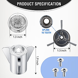 Dreyoo 3 Handle Bathtub Shower Tub Trim Set Compatible with Sayco Bathtub Faucets, 16 tooth Bathroom Shower Faucet Knobs Replacement, Hot, Cold and Diverted Sink Faucet Knobs Replacement Parts