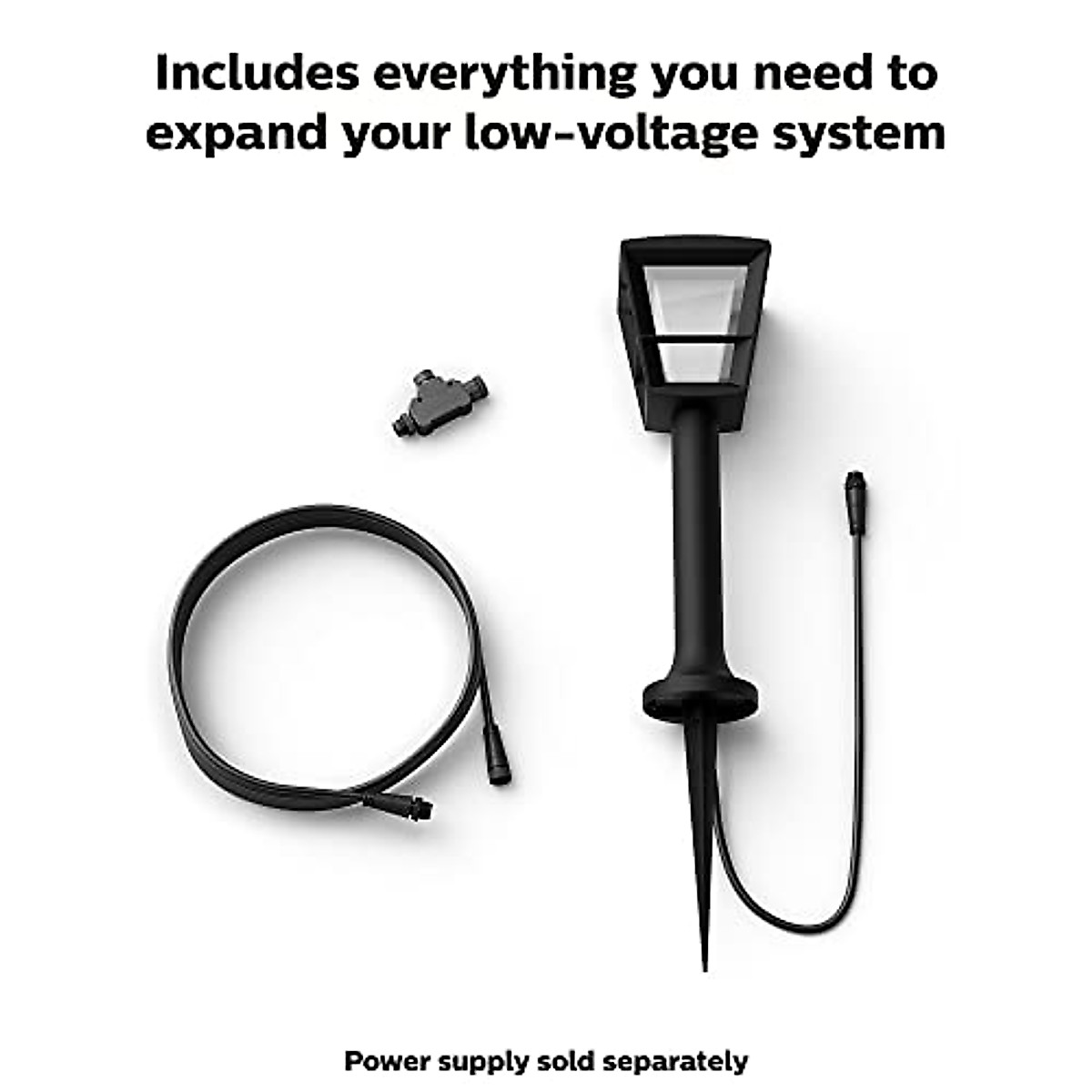 Philips Hue Econic White & Color Ambiance Outdoor Smart Pathway Light Base Kit + Light Extension + Smart Hub