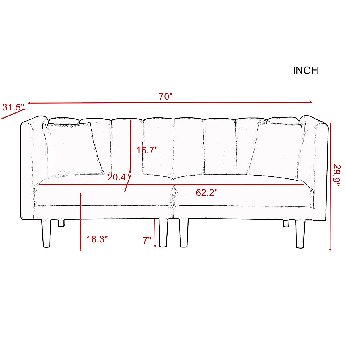 MWrouqfur 69" W Loveseat Sofa, Mid Century Modern Decor Love Seat Couches for Living Room, Button Tufted Upholstered Love Seats Furniture, Solid and Easy to Install Small Couch for Bedroom