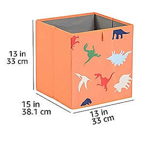 Amazon Basics Kids Collapsible Fabric Storage Cube Organizer Bins - Pack of 6, Dino Squad, 13x15x13"
