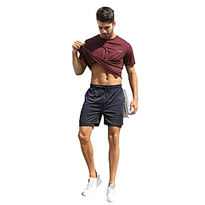 GRAMVAL Men's Crew T-Shirt,Light Weight Dry-Fit Moisture Wicking Active Athletic Performance Burgundy