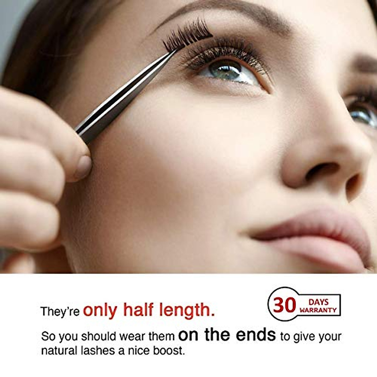 No Glue Magnetic Eyelashes Natural Look, Half Eye 2 Magnets Reusable False Eyelashes with Applicator