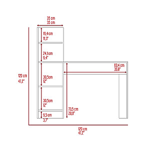 Aoyom 120 Computer Desk, Four Shelves -Smokey Oak