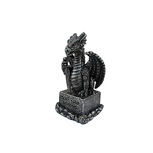 DWK Pewter Dragons Motivational Gothic Decor Mini Figurines | 4 Piece Set Medieval Home Decor and Dragon Garden Decor | Medieval Mini Statues Gifts for Meditation - 5"