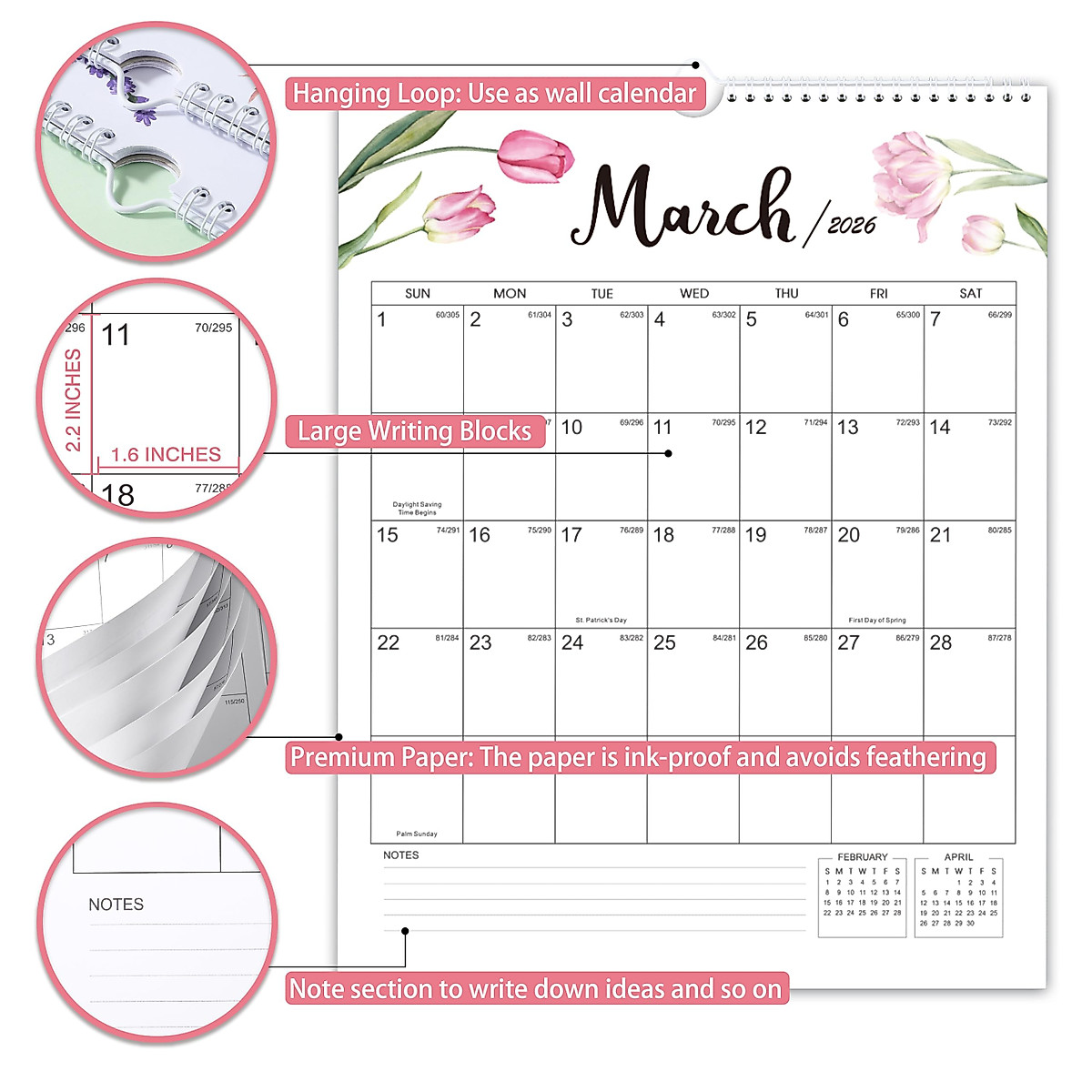 2023-2024 Calendar - Vertical Wall Calendar 2023-2024, Jul. 2023 to Dec. 2024, 12" x 17", Monthly Calendar 2023-2024 with Julian Date, Perfect for School, Office & Family.