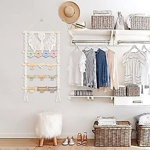 PABOBIT Hair Claw Clip Organizer,Macrame Hanging Hair Clip Holder and Storage for Women Girls,Claw Clips Hanger Home Boho Decor for Wall,Door,Closet