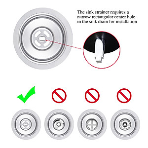 Kitchen Sink Strainer Basket Replacement for Standard 3-1/2 inches Sink Drain, Strainless Steel Basket, Plastic Knob with Rubber Stopper 2-pack