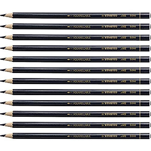 Stabilo 8046 All Coloured Pencil Crayons for Almost All Surfaces, 3.3 mm, Black, Pack of 12