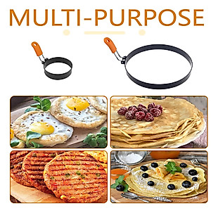 Egg Ring Pancake Ring Set, 4 Pcs Egg Rings for Frying Eggs 4 Inch and 2 Pcs Pancake Rings 6 Inch Stainless Steel Fried Egg Mold Pancake Molds for Griddle With Silicone Handle for Breakfast Omelette
