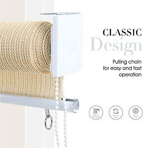 PHI VILLA Outdoor Roller Shade 8' (W) x 8' (H), Patio Shades Roll Up, Wheat