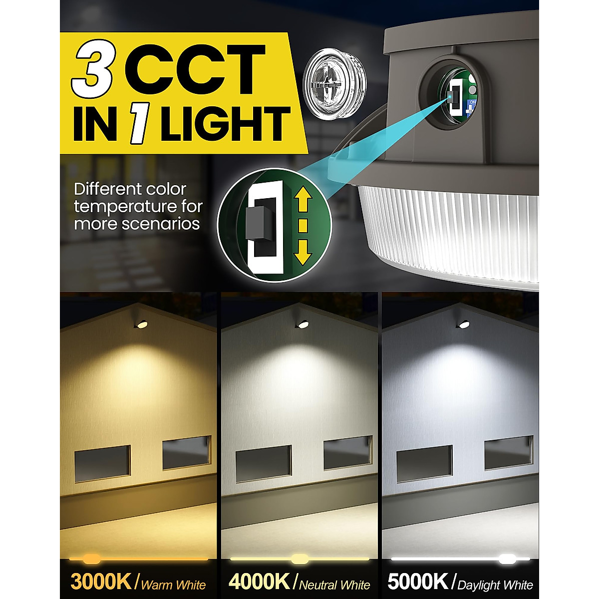 YARBO 80W LED Barn Light 60W 40W Switchable, 5000K/4000K/3000K Adjustable,12000LM Barn Lights Outdoor with Timer Dimming, Dusk to Dawn Outdoor Light with Photocell for Barn/Security/Yard/Garage/Street