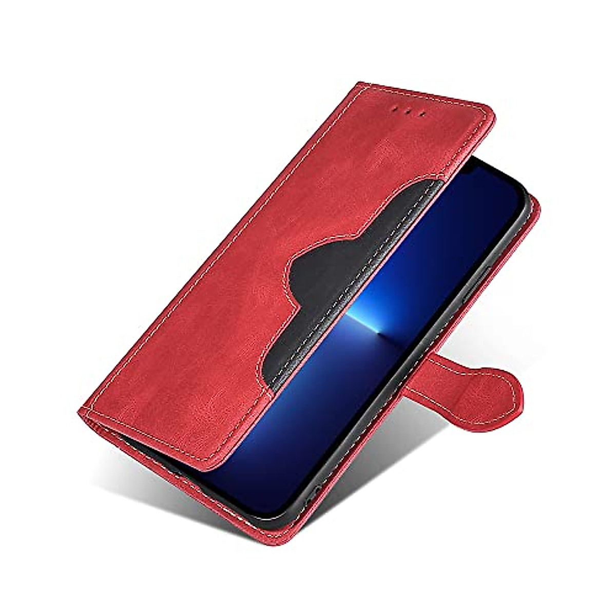 CYR-Guard Wallet Folio Case for Oppo Reno 6 PRO 5G Snapdragon Edition, Premium PU Leather Slim Fit Cover, Easy Carry, Red