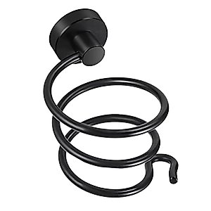 YUET Hair Dryer Holder Hairdryer Station Wall Mounted Stand Hanger Rack Blow Spiral Aluminum Construction Black Painted Shelf Storage for Bathroom Shower Room