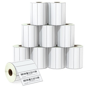 BETCKEY - 4" x 1" (102 mm x 25 mm) Multipurpose Labels Compatible with Zebra & Rollo Label Printer,Premium Adhesive & Perforated [10 Rolls, 13750 Labels]