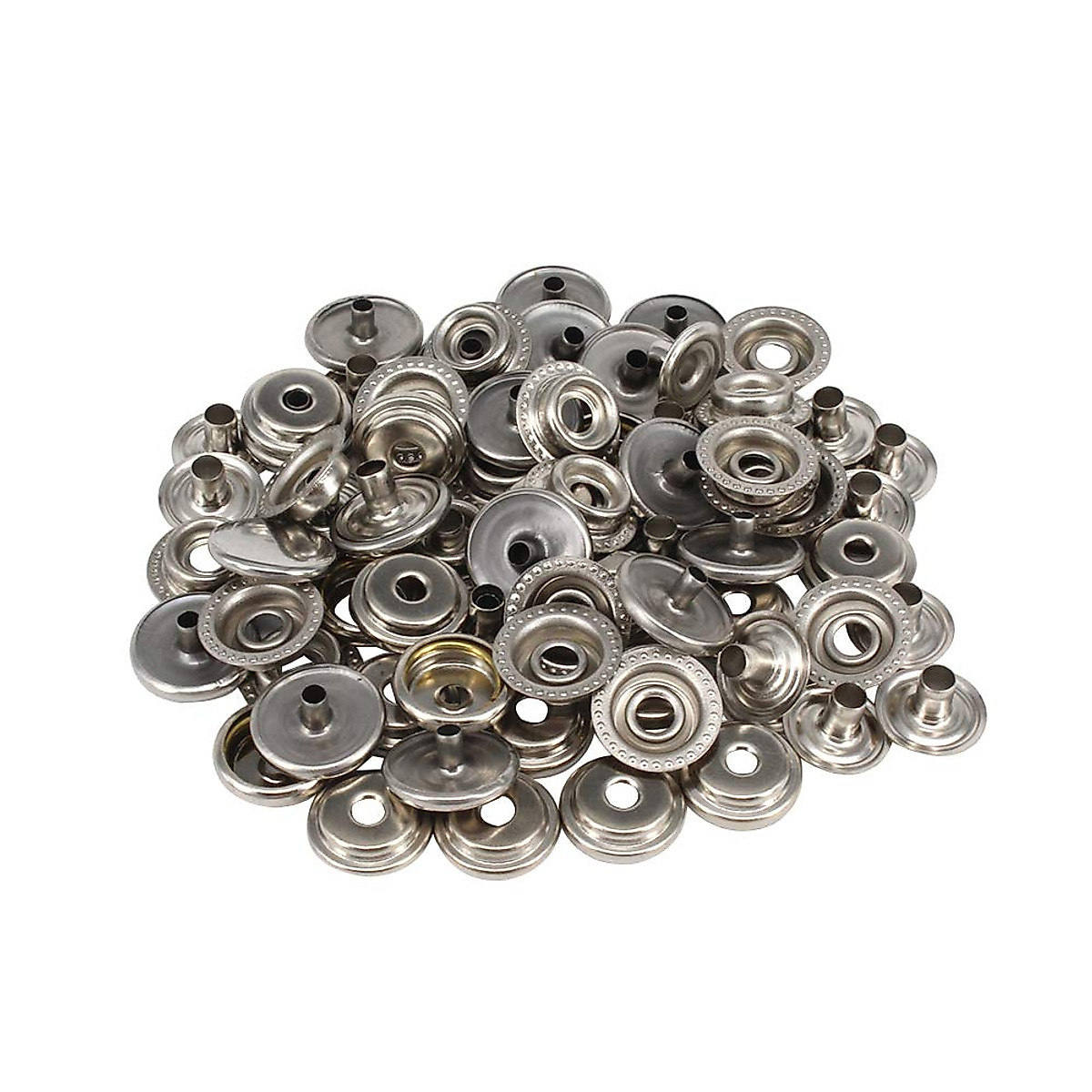 Snap Fasteners，HKOO Snap Fasteners 100% Stainless Steel Boat Marine Canvas Upholstery Snaps Cap - Socket - Stud - Eyelet All Four Parts，15mm Cap (80 Pieces) (5/8＂Stainless Steel)