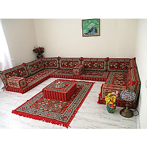 Arabic U Shaped Floor Sofa, Arabic Floor Seating, Arabic Majlis Sofa, Arabic Couches, Arabic Living Room Furniture
