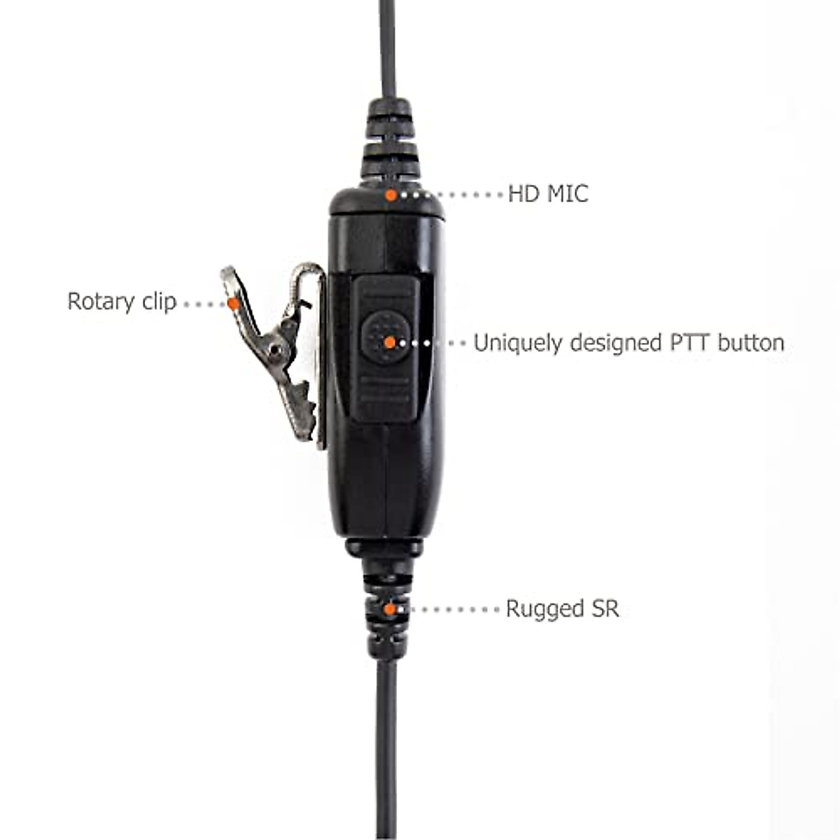 SHON Radio Law Enforcement earpiece - Walkie Talkie Headphones with Clear Mic and Speaker, Flexible G Type Swivel Ear Hook,Two Way Radio earpiece for Kenwood Police Walkie Talkies