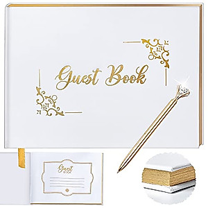 Wedding Guest Book, Wedding Guestbook with Gold Pen, Guest Book Wedding Gold Stamping, Bridal Shower Guest Book with Gold Paper Edges, Wedding Guestbook Alternative, Guestbook Wedding