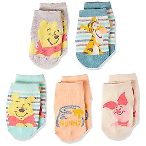 WINNIE THE POOH unisex baby Winnie the Pooh 5 Pack Shorty Socks, Assorted Blue, 12-24 Months US