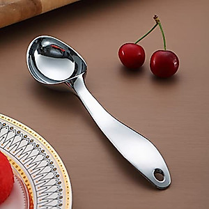 Kyraton 6.9 inches Heavy Duty Ice Cream Scoop, High Quality Stainless Steel Professional Grade Scooper for Spooning Frozen Hard Gelato and Sorbet, Cookie Dough, Sorbet, Almond Melon, Dishwasher Safe