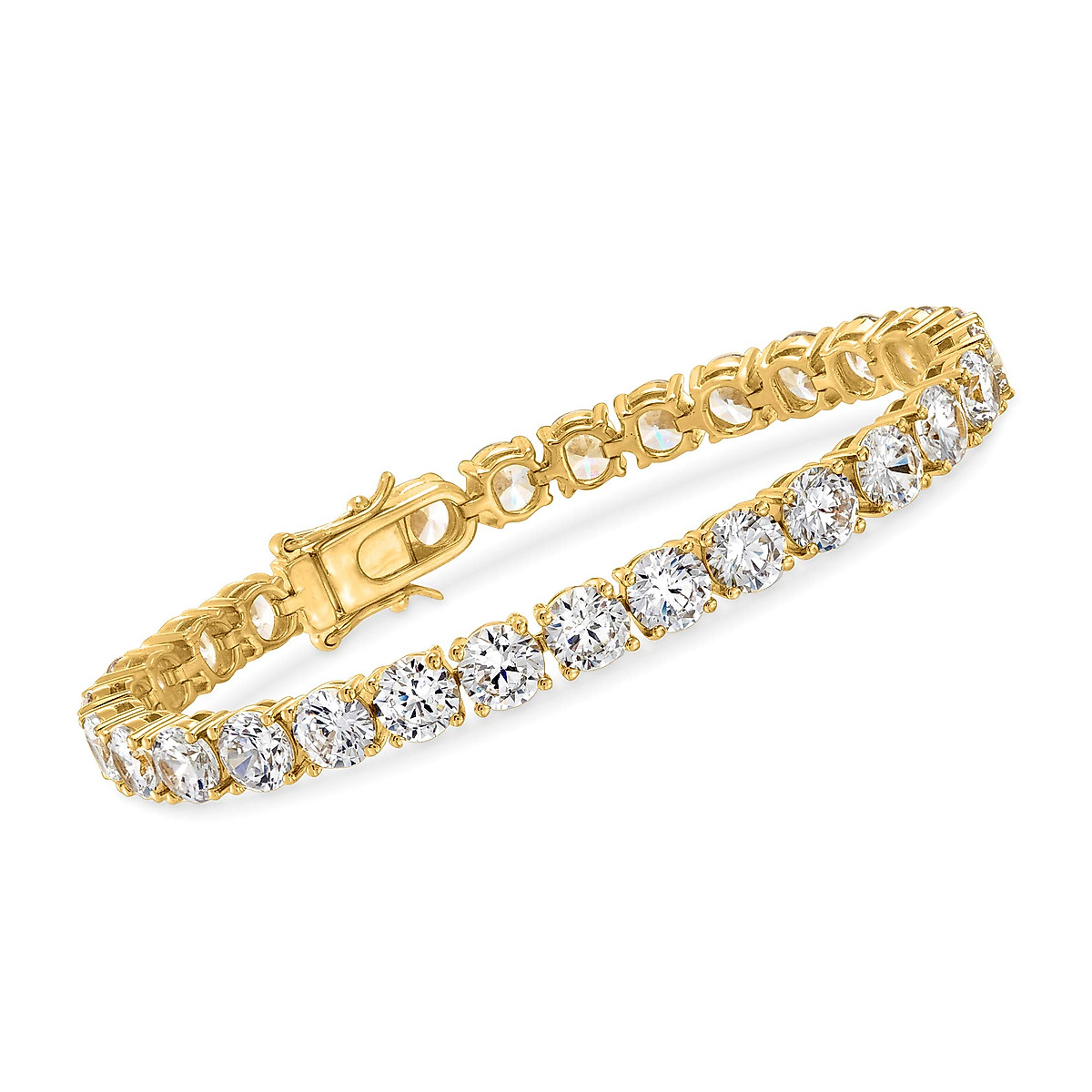 Ross-Simons 26.00 ct. t.w. CZ Tennis Bracelet in 18kt Gold Over Sterling. 8 inches