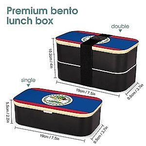 Flag of Belize Bento Box for Adult Lunch Box Containers with 2 Compartments Large Capacity for Camping Work Office