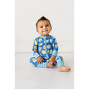 Little Sleepies Baby Boy Pajama, Viscose from Bamboo Zippy PJs, Blue Cookies & Milk, 6-12M
