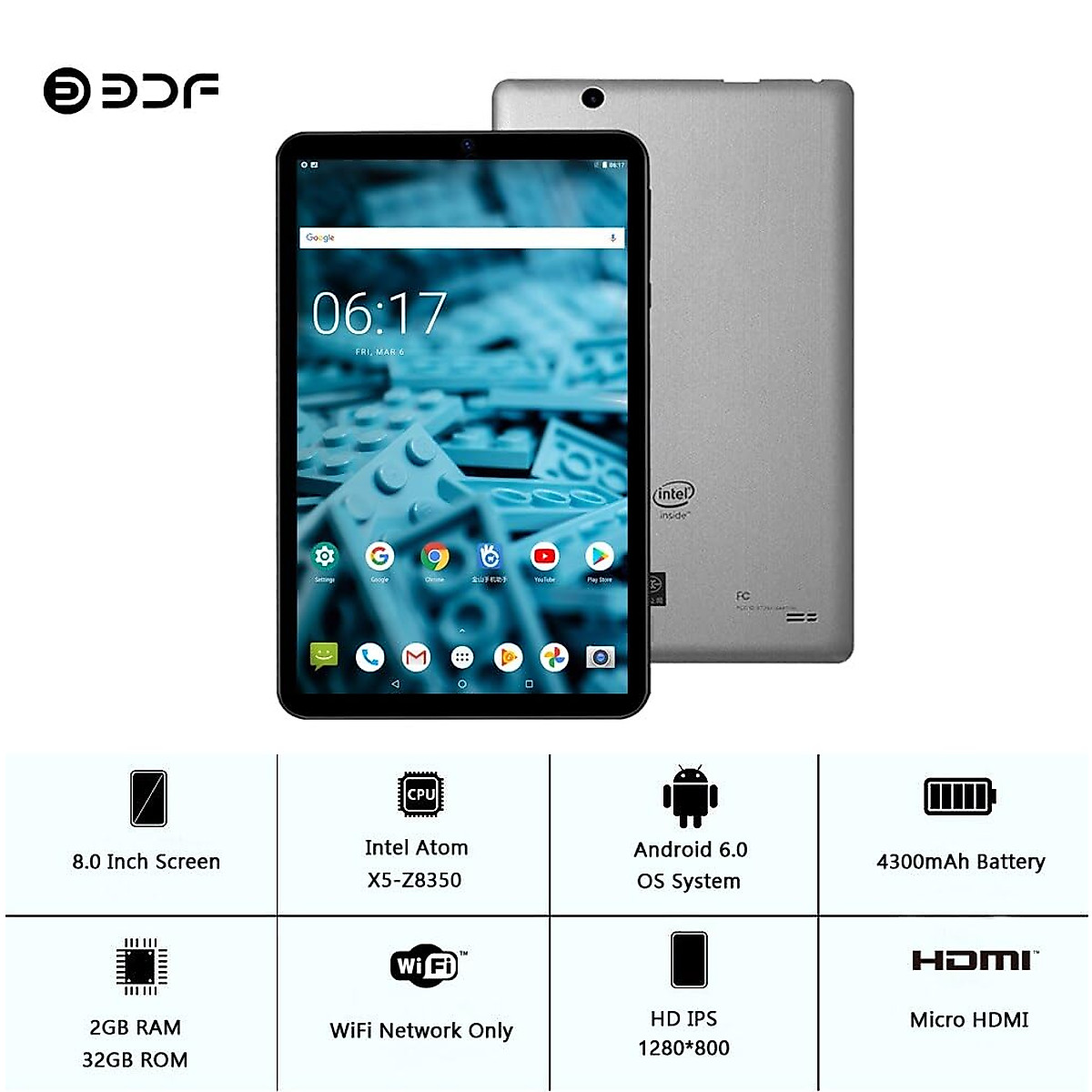 2023 New Kids Tablet 8 Inch Quad Core 2GB/32GB Google Play WiFi Bluetooth Cheap and Simple Children's Favorite Gift Tablet Pc Add Cover 64GB TF/Silver/China
