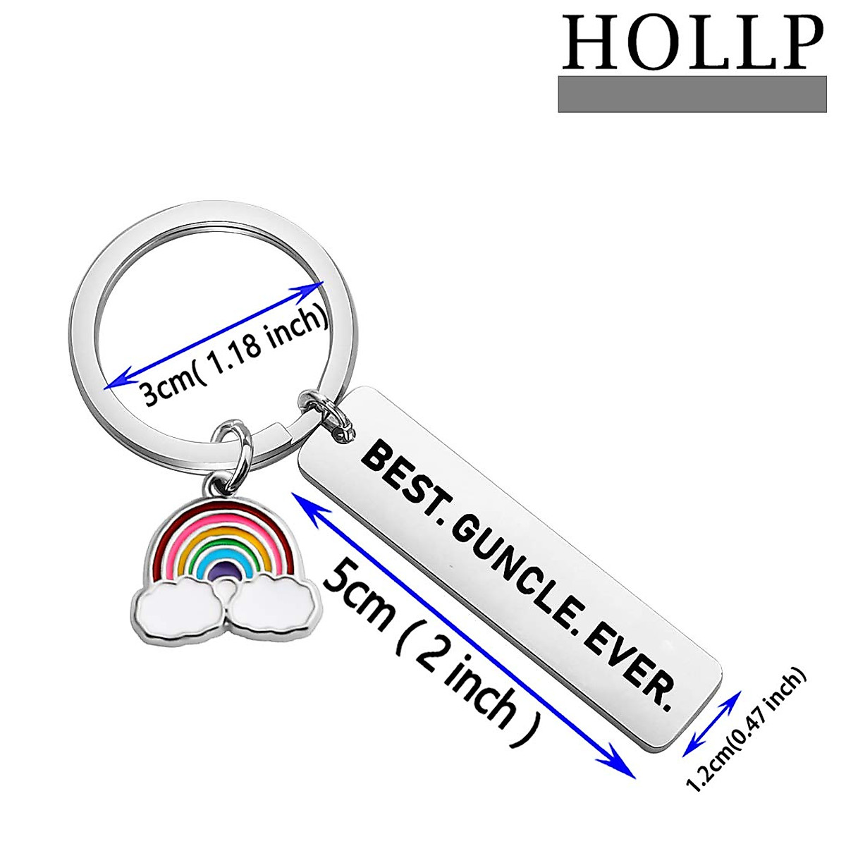 HOLLP LGBT Gay Pride Jewelry LGBT Relationship Keychain Best Guncle Ever Keychain Rainbow Pride Gift for Men Women (Keychain)