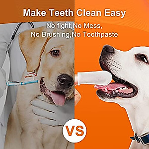 yadee Dog Teeth Cleaning Finger Wipes, 100Pcs Dog Dental Care Wipes for Cats and Dogs, Pet Oral Cleansing Presoaked Teeth Wipes, Freshen Breath, Reduce Plaque & Tartar, No Brushing