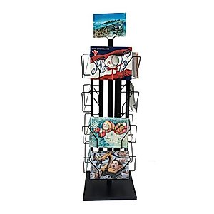 FixtureDisplays® Adjustable Greeting Card Rack 4x6"-7x5" Horizontal Vertical Post Card Display .Pocket Size: 4.5-9.9" Wide X 5.8" Tall, 16 Pockets 11602-BLK-NEW-NPF