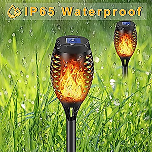 New Huing 14 Pack Solar Torches with Flickering Flames, 12LED Tiki Torch Solar Lights Waterproof Outdoor Mini Solar Torch Lights for Garden, Patio, Yard, Pathway and Christmas Decoration