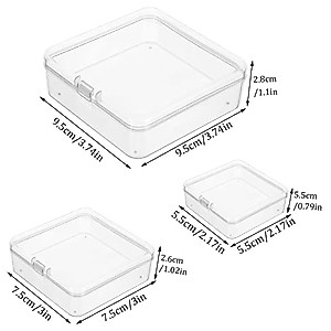 WSICSE 12 Pack Small Bead Organizers, Clear Bead Storage Organizer Plastic Bead Box with Lids Square Mixed Sizes for Small Items, Crafts, Jewelry