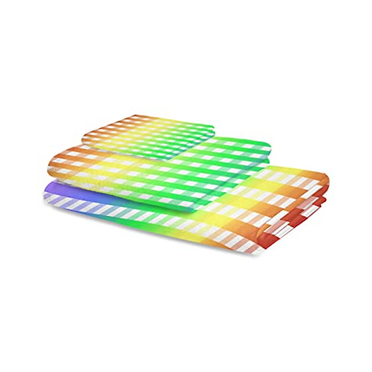 Rainbow Bath Towels Set for Bathroom, Soft Absorbent Durable Quick Dry Towel Set of 3 Multifuntion, 1 Bath Towel+1 Hand Towel +1 Washclothe, Colorful Gradient Plaid