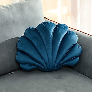 HXIYAN Shell Pillow car Sofa Bedroom Cushion Office Accessories Props (14.9in*11in, Navy Blue)
