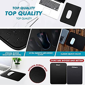 3 Mouse Pad Stitched Edges Premium-Textured Large Mouse Pads Mat Natural Non-Slip Rubber Base Mousepad for Laptop, Computer & PC, 11 x 8.7 inches, Black