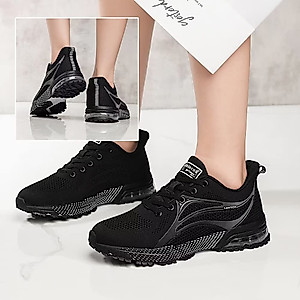ZOOMCO Womens Air Running Shoes Non Slip Womens Tennis Shoes Womens Walking Shoes Mesh Air Cushion Sneakers for Gym Workout Sports Black