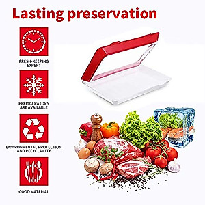Food Plastic Preservation Tray- stackable food preservation trays- Reusable fresh tray food storage for Vegetable Fruit Meat Kitchen, Office, School (6)