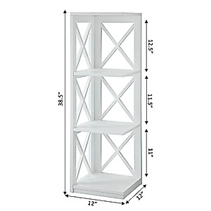 Convenience Concepts Oxford 3 Tier Corner Bookcase, White