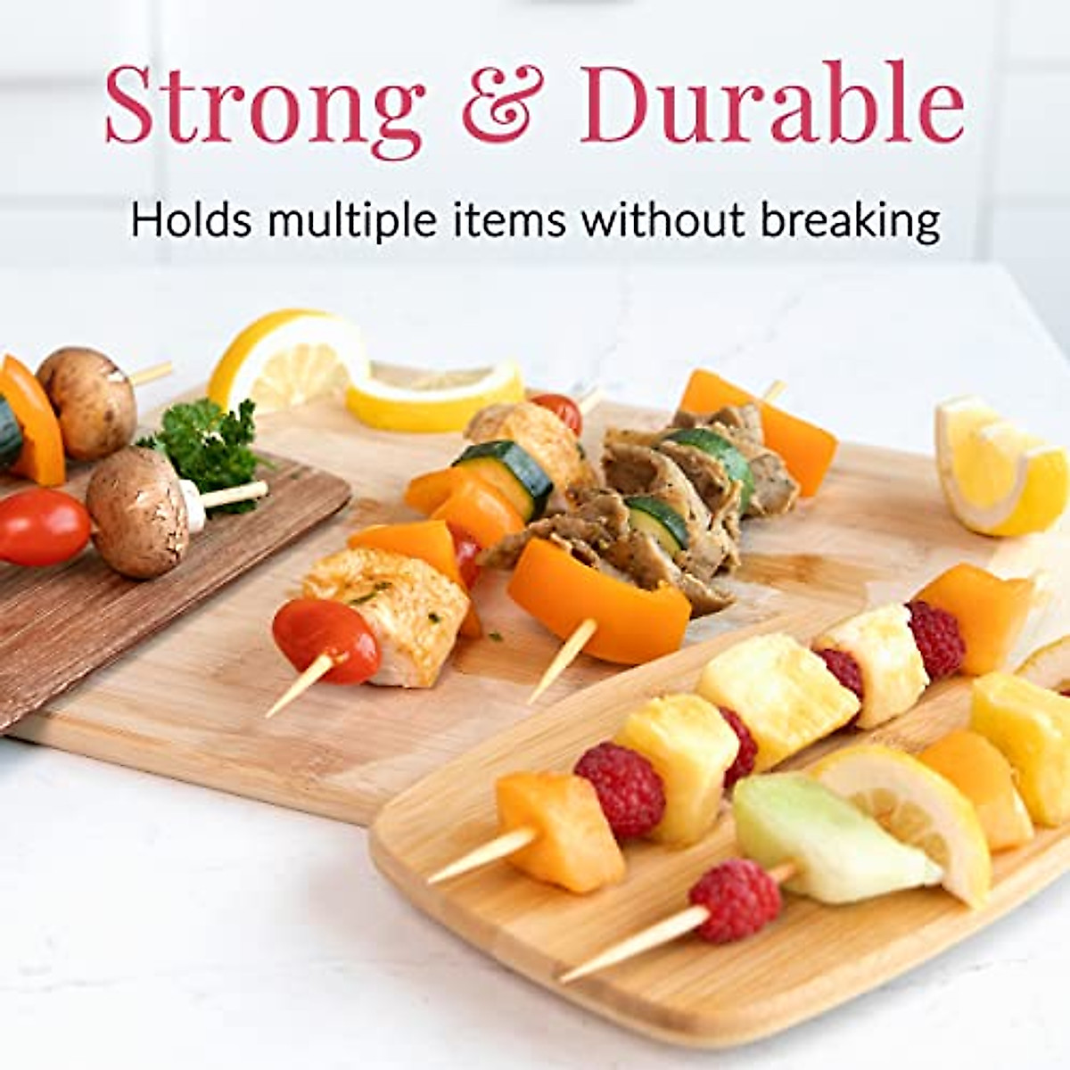 Prestee 100 Pack Bamboo Skewers for Crafts, Grilling BBQ, Kabobs, 12-Inch Brown - Wooden Skewers 12 Inch, Bamboo Skewers 12 Inch, Skewers for Kabobs, Skewer Sticks Variety Size, Wood Skewers