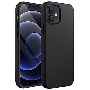 JETech Silicone Case for iPhone 12 Mini 5.4-Inch, Silky-Soft Touch Full-Body Protective Phone Case, Shockproof Cover with Microfiber Lining (Black)
