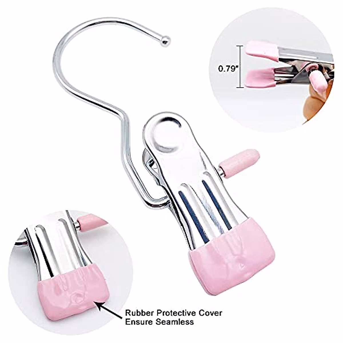 DKKO Boot Hanger/Holder/Clips for Closet, Laundry Hooks with Clips, Clothes Clips for Hanging Jeans, Hats, Tall Boots, Towels,Home Travel,8Pack Pink