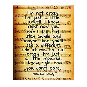 I'm Not Crazy - Motivational Wall Decor, A Present Inspirational Wall Art, Perfect for Living Room Wall Decor, Transform your Home, Office, or Bedroom with lyrical Masterpiece, Unframed - 8x10